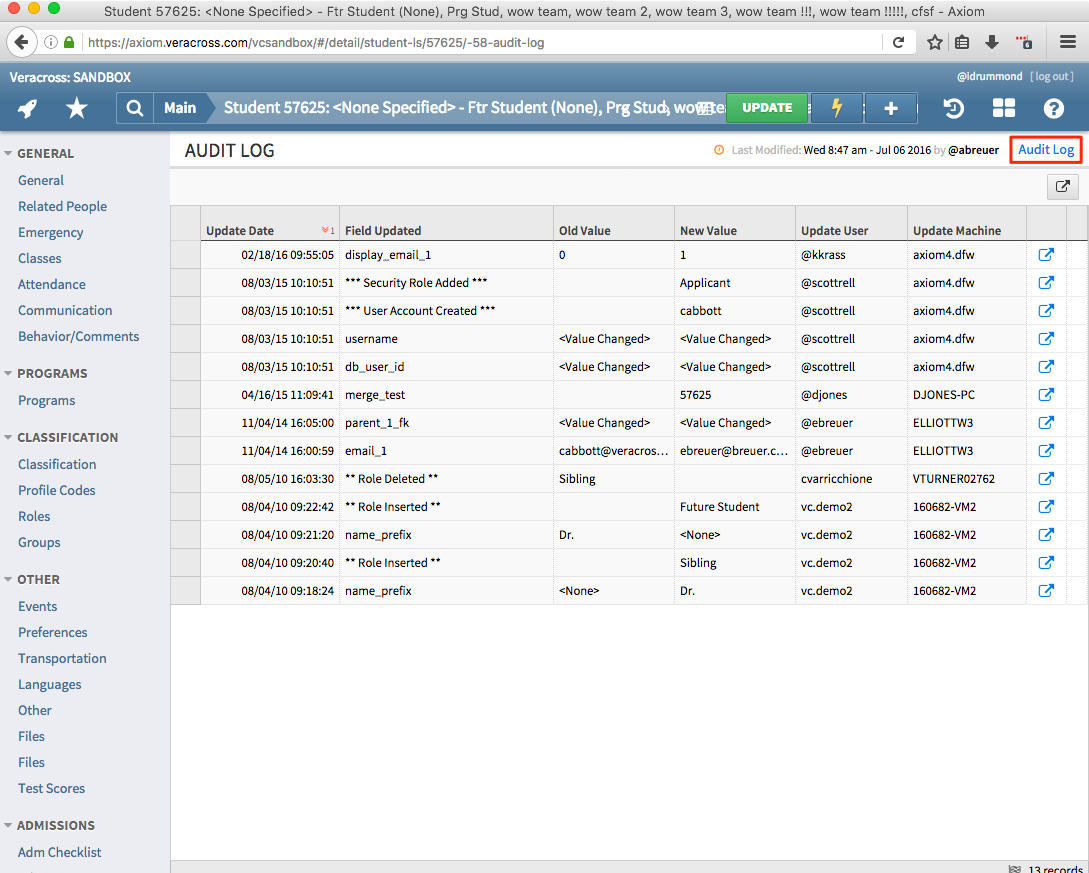 The Transaction (Audit) Log