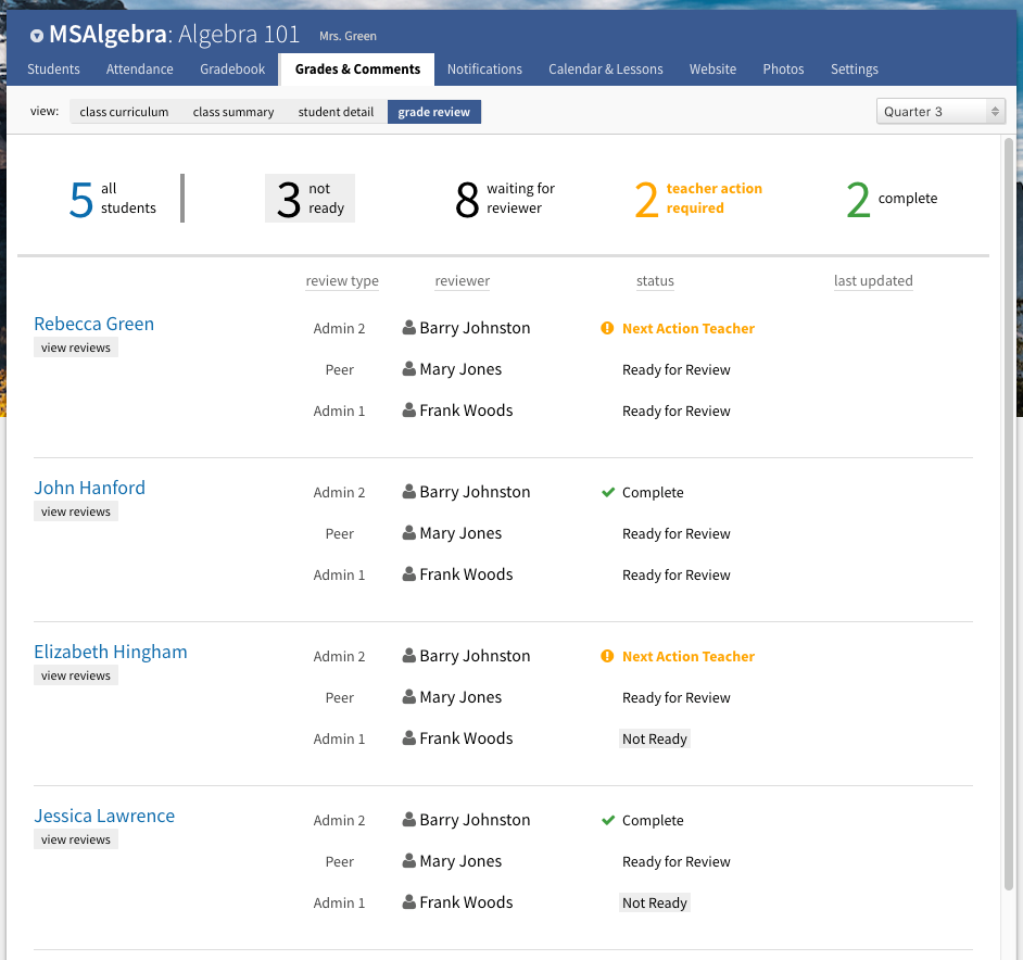 Grade & Comment Review Process