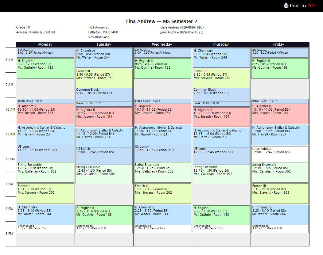 Schedule Document Overview