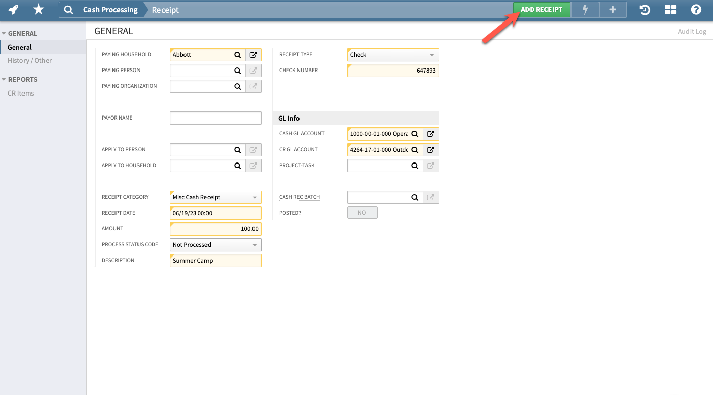 How to Enter a Miscellaneous Simple Receipt - Axiom