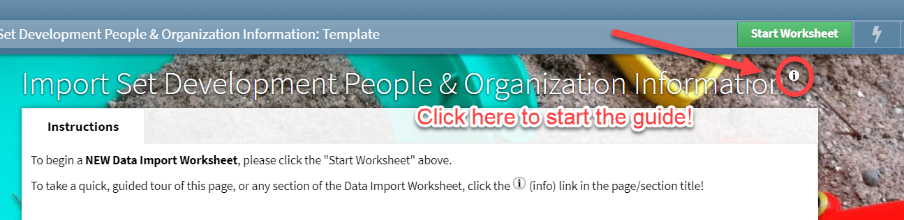 Data Import Worksheets: Development