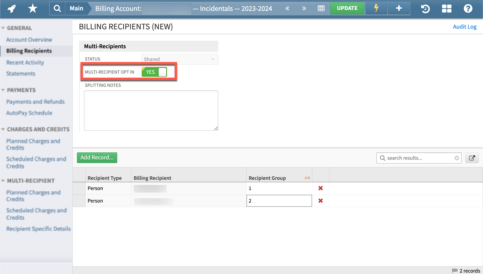 Multi-Recipient Split Billing with Student Billing - Axiom
