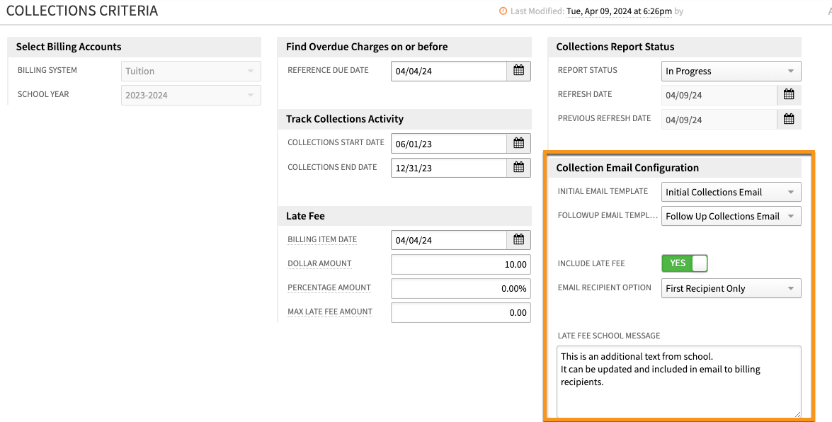 Collections Report Emails in Student Billing - Axiom