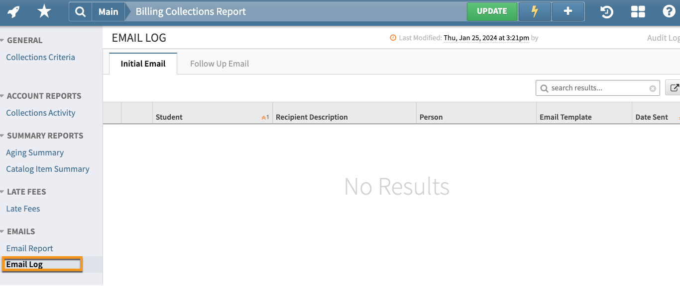 Collections Report Emails in Student Billing - Axiom