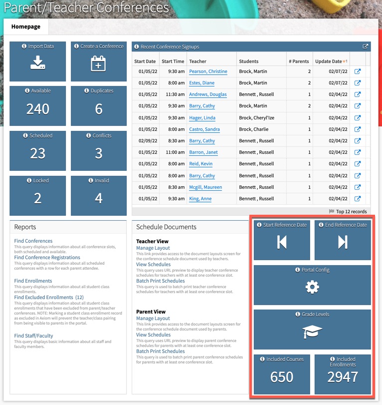 Parent/Teacher Conferences Setup & Overview