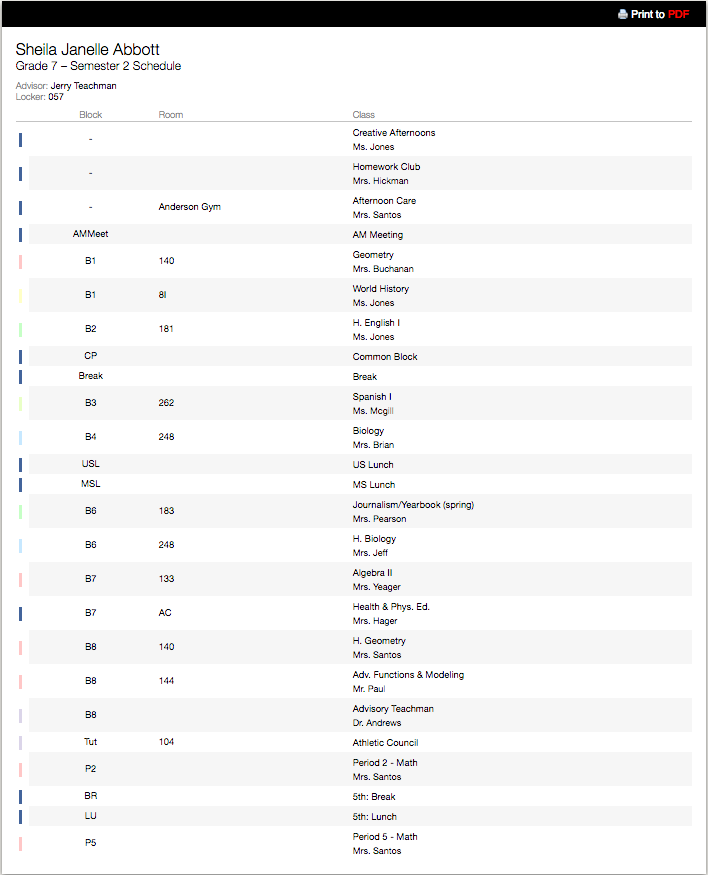 Schedule Template Types