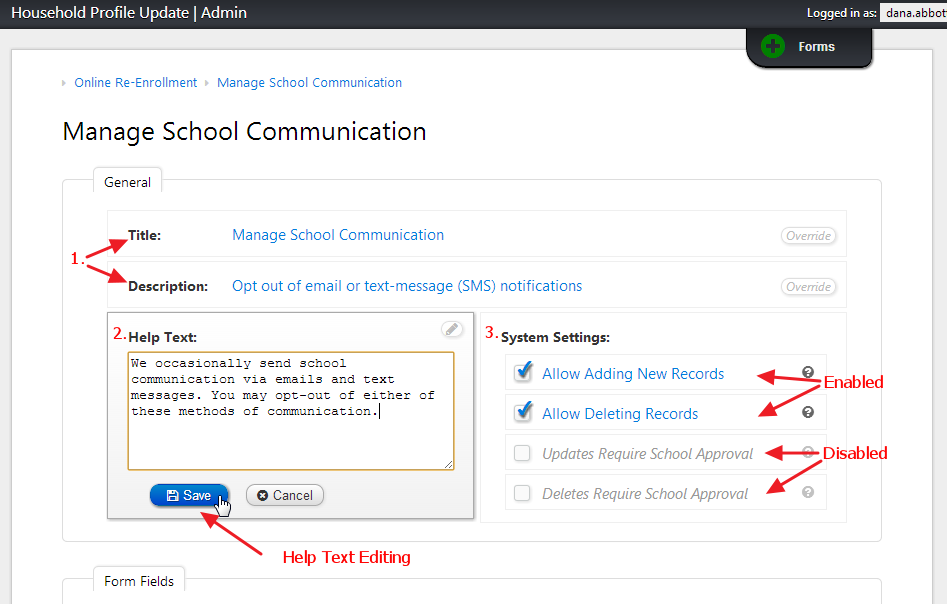 HPU Form Configuration