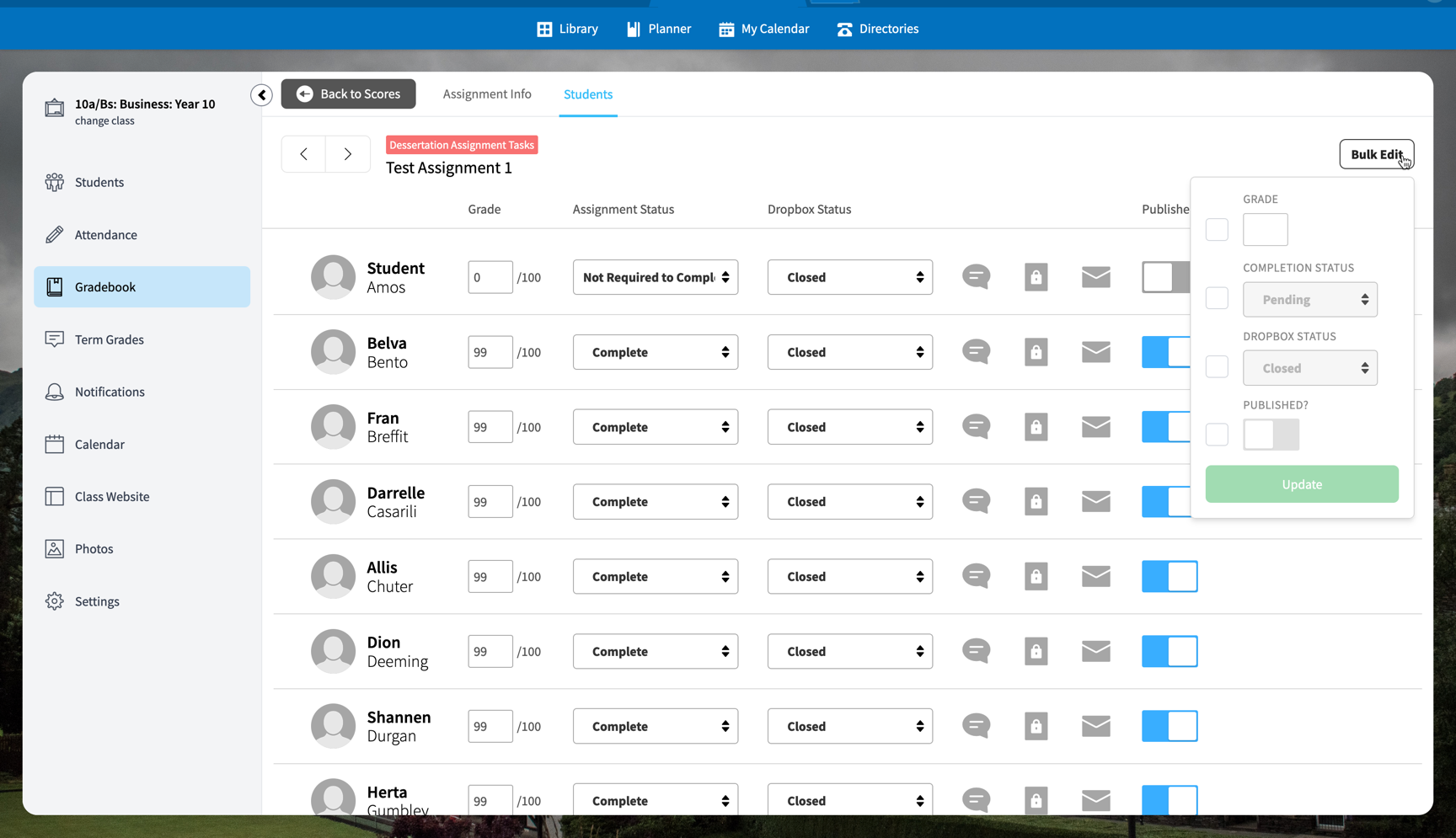 Markbook Overview