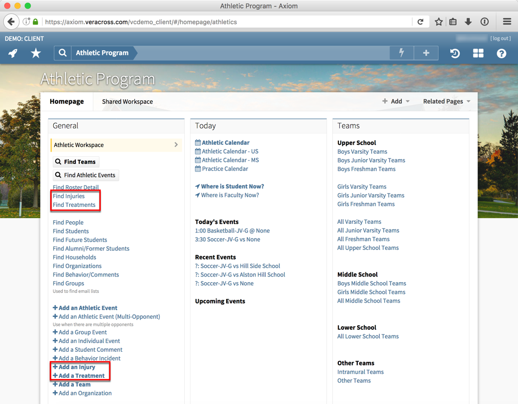 Athletic Injury Tracking