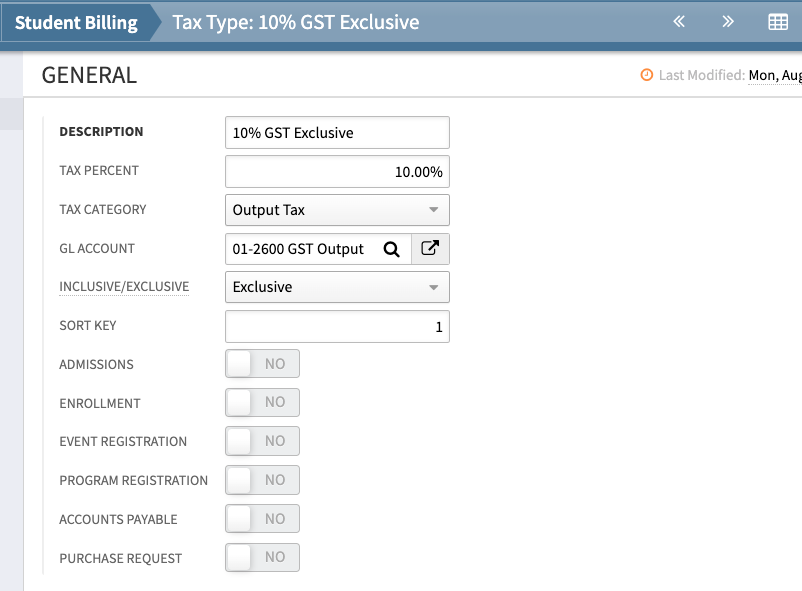 Tax Types in Student Billing - Axiom