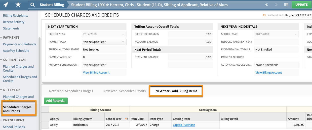 Charges/Credits Import Type