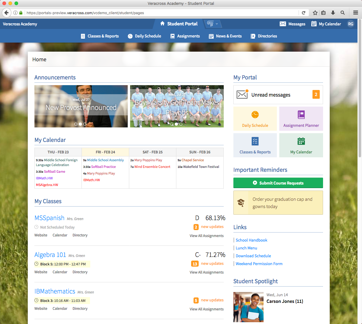 Student Portal Components