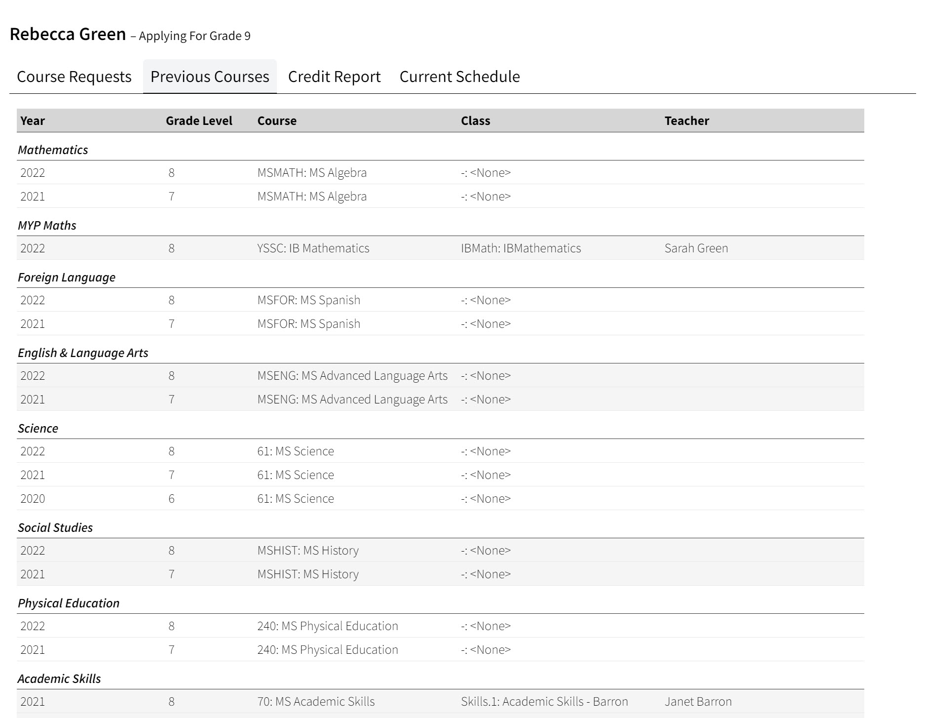 Entering Course Requests in the Student Portal