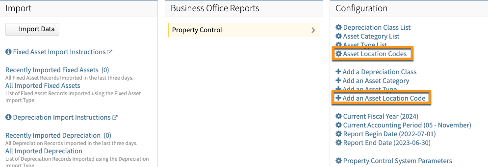 Property Control: Location Code Overview - Axiom