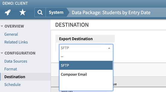 Data Package Configuration