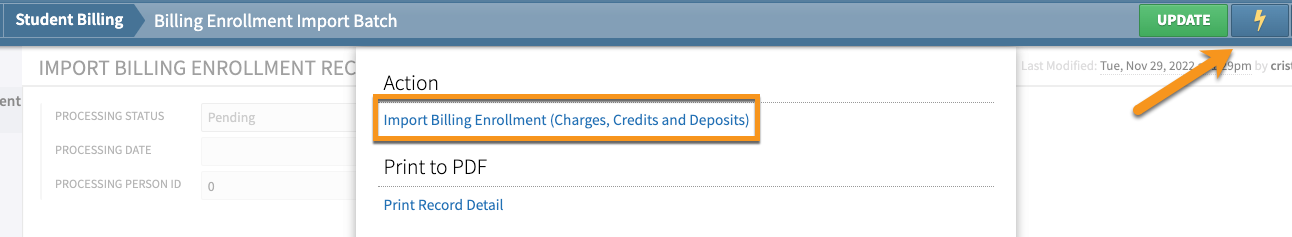 ORE Integration: Import to Student Billing-Axiom