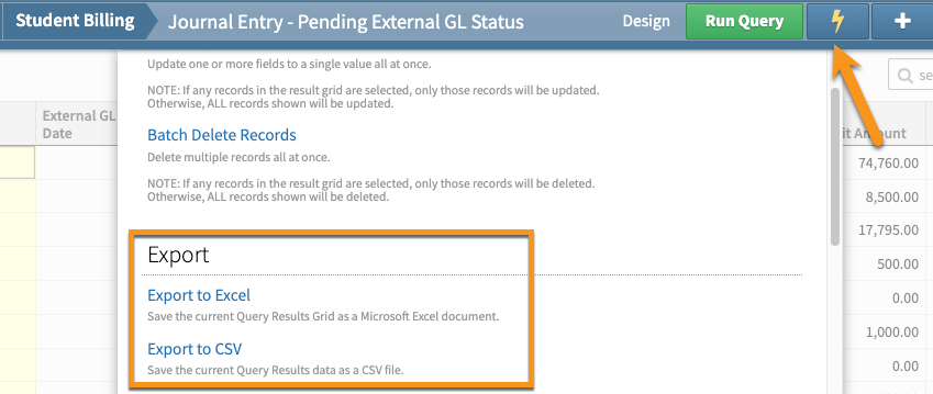 Export Journal Entries from Student Billing - Axiom