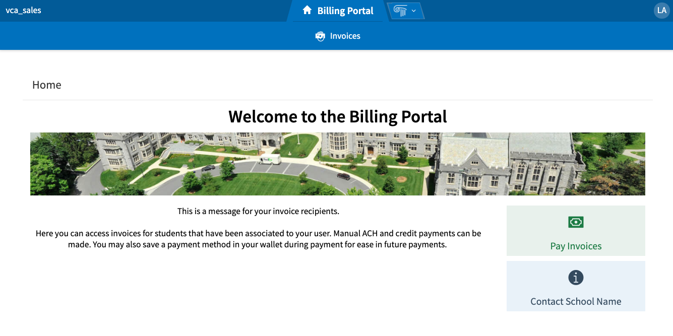 Billing Portal Configuration with Student Billing - Axiom