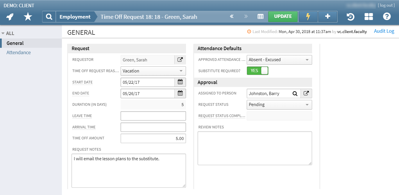 Time-Off Request Workflow