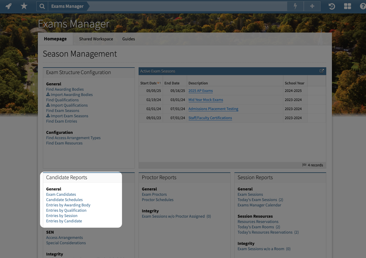 Exam Manager: Candidacy Records