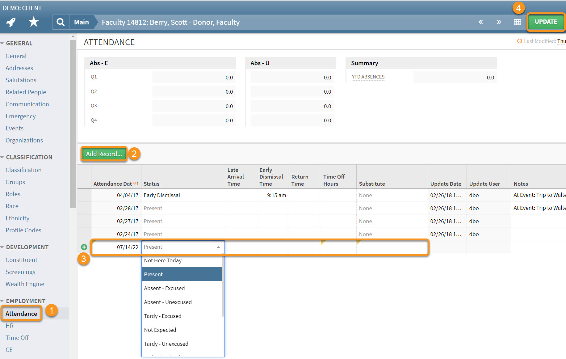 Taking Staff/Faculty Attendance